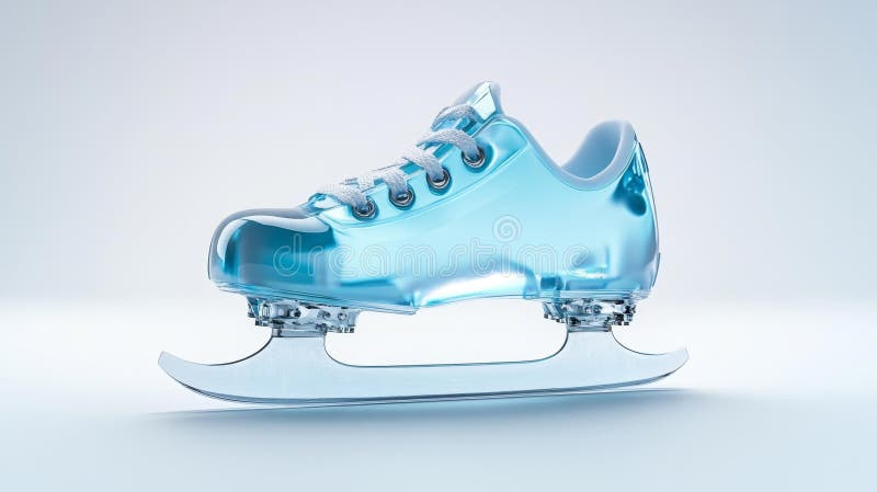 Ice Skating Shoe with Transparent Blue Design on Isolated White ...
