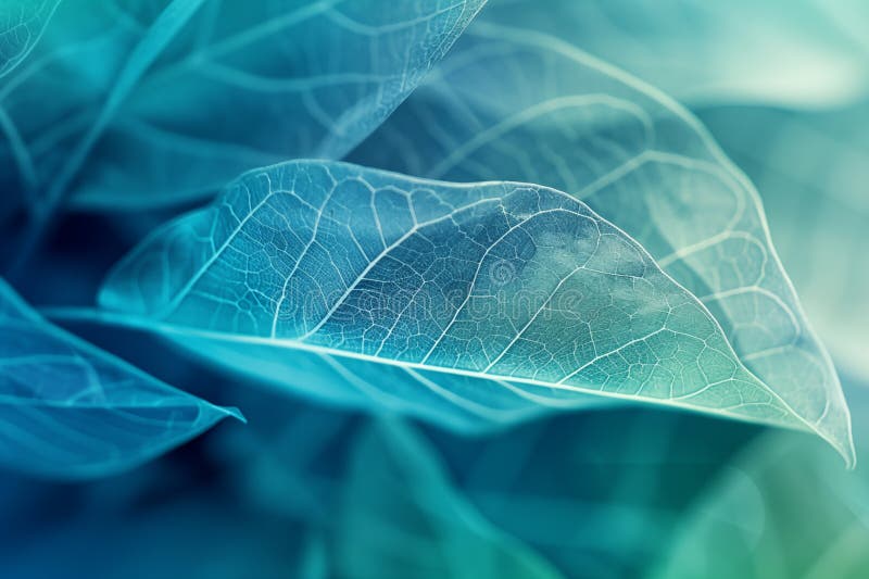 Transparent Blue Leaves with Detailed Vein Background Stock Image ...