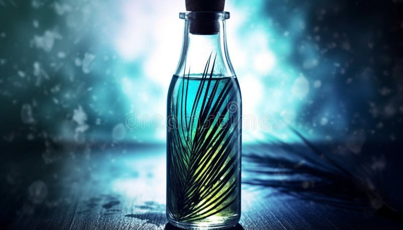 Transparent Blue Liquid in Bottle, a Science of Alcohol Design ...