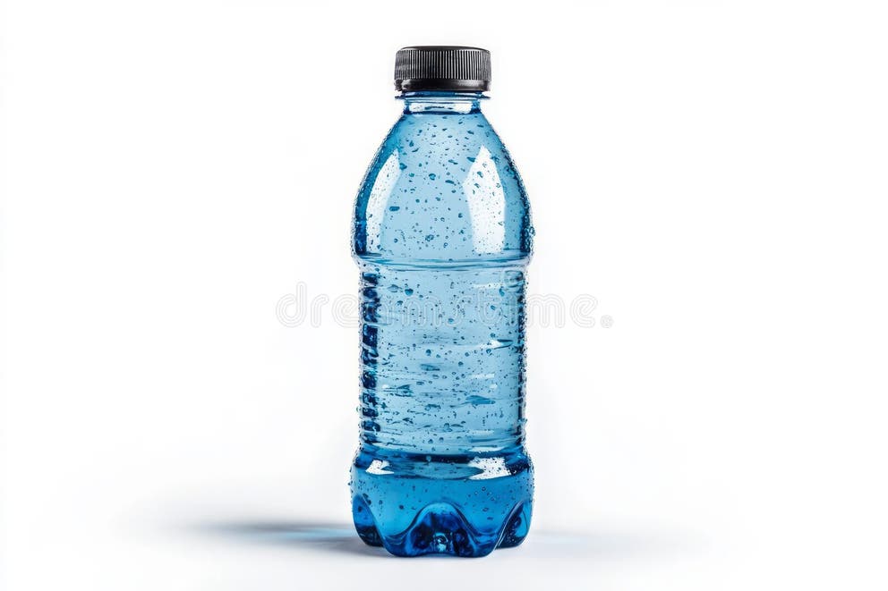Clear Blue Plastic Water Bottle on White Background. Neural Network AI ...