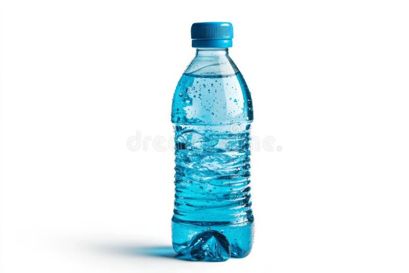 Clear Blue Plastic Water Bottle on White Background. Neural Network AI ...