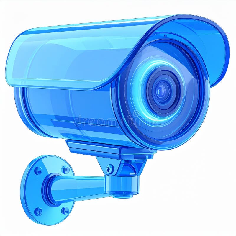 Transparent Blue Security Camera 3D Render Stock Illustration ...