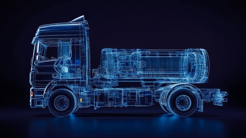 Detailed 3D Wireframe Model of a Construction Truck Showcasing Its ...