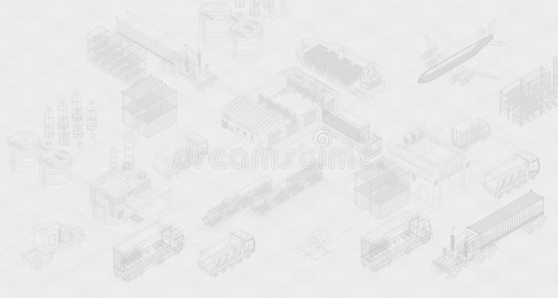 Transparent Blueprint of Cargo Delivery Stock Vector - Illustration of ...