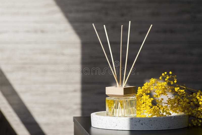 Transparent Bottle of Aroma Diffuser on White Background. Eau De ...