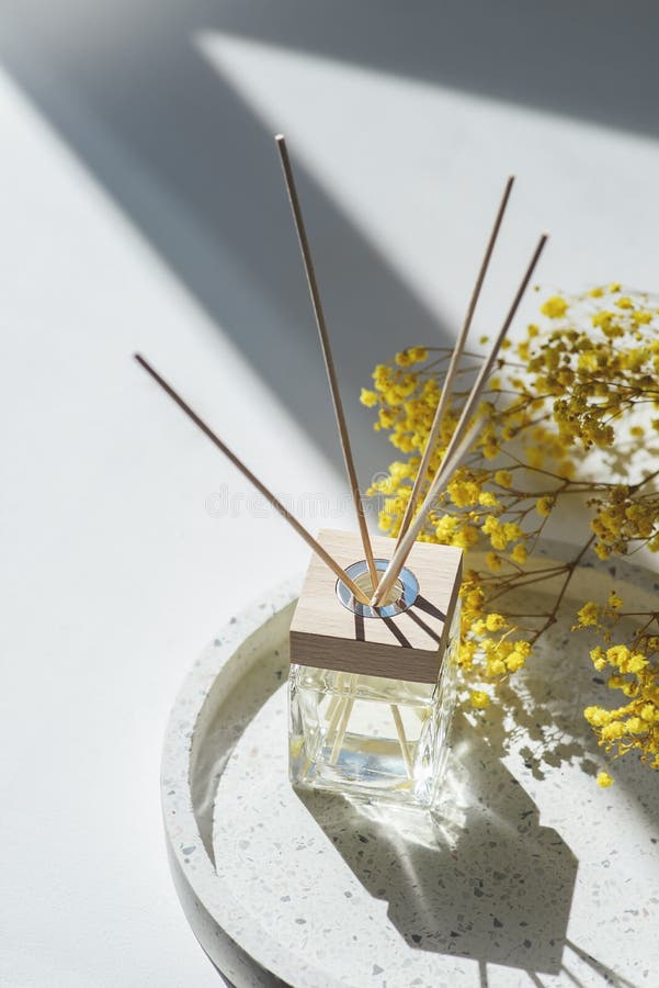 Transparent Bottle of Aroma Diffuser on White Background. Eau De ...