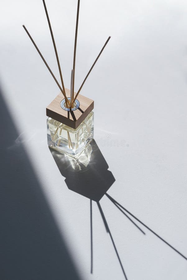 Transparent Bottle of Aroma Diffuser on White Background. Eau De ...