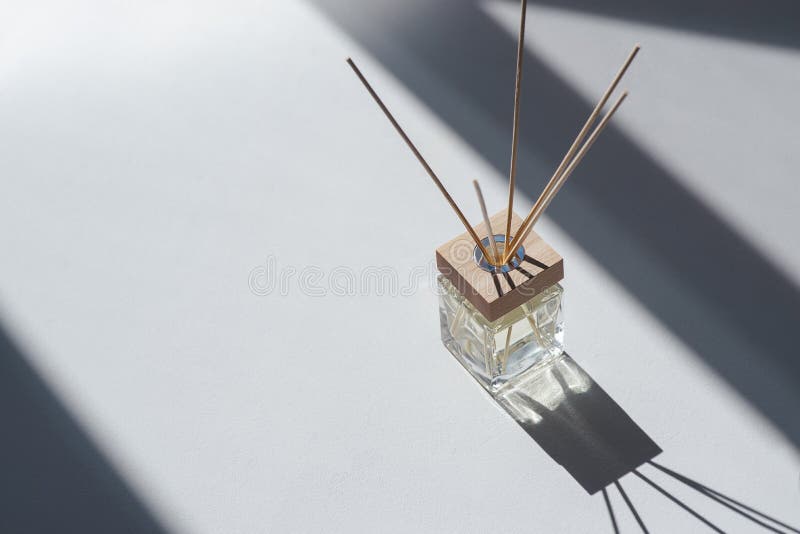Transparent Bottle of Aroma Diffuser on White Background. Stock Photo ...