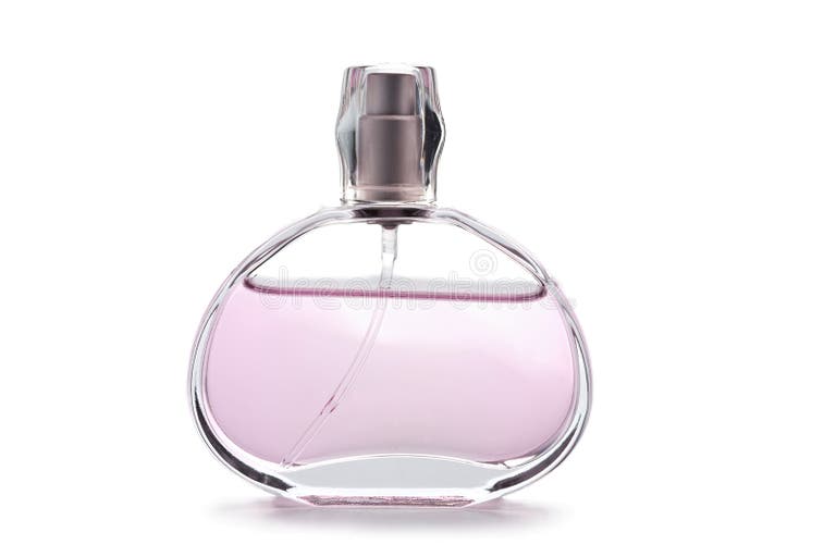 Transparent Bottle of Pink Perfume Isolated Stock Image - Image of ...