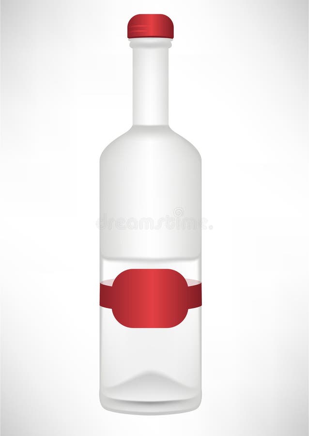 Transparent Bottle with Red Label Stock Vector - Illustration of bottle ...