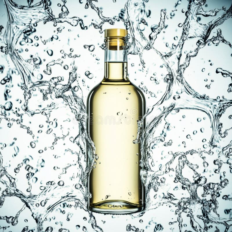 Transparent Bottle Surrounded by Splashing Water on Gradient Background ...