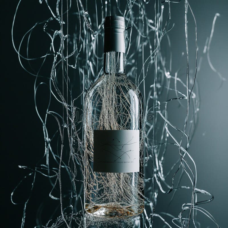 Transparent Bottle Surrounded by Splashing Water on Gradient Background ...