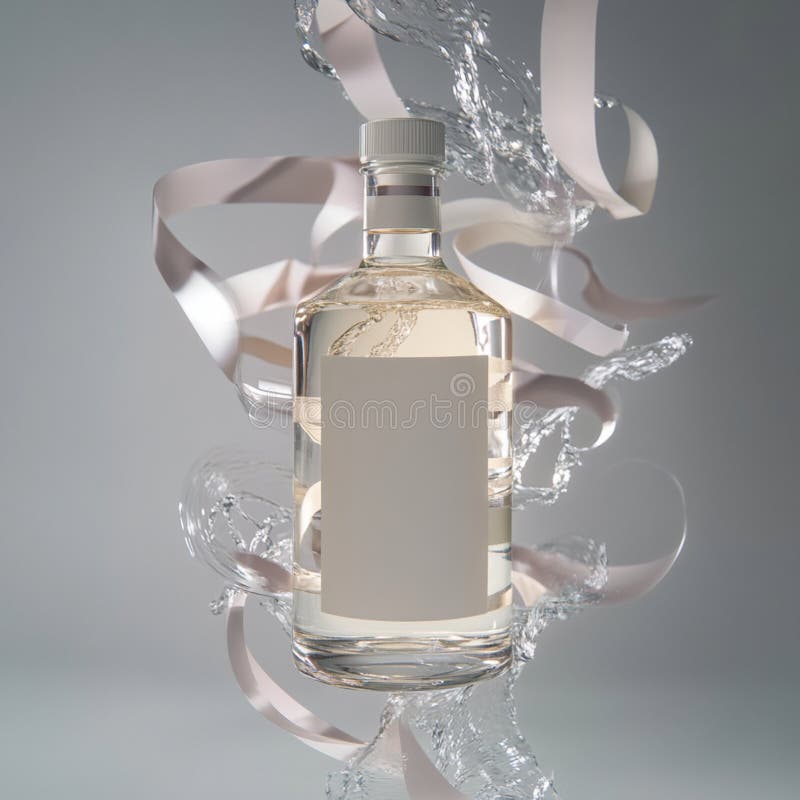 Transparent Bottle Surrounded by Splashing Water on Gradient Background ...