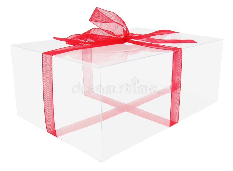 Transparent Box with Red Ribbon Stock Photo - Image of holiday ...
