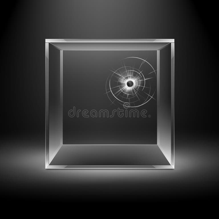 Transparent Broken Glass Box Cube on Background Stock Vector ...