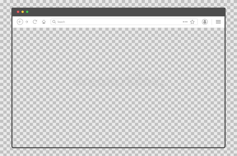 Transparent Web Browser Window. Template of Website Page. Empty Mockup ...