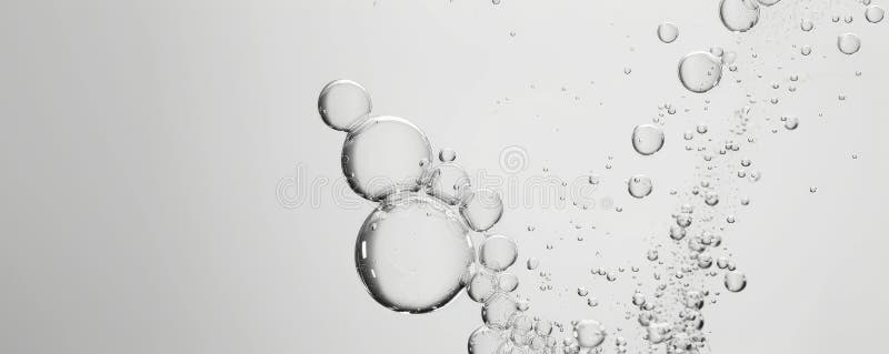 Transparent Bubbles Forming a Vertical Column on a Blank White ...