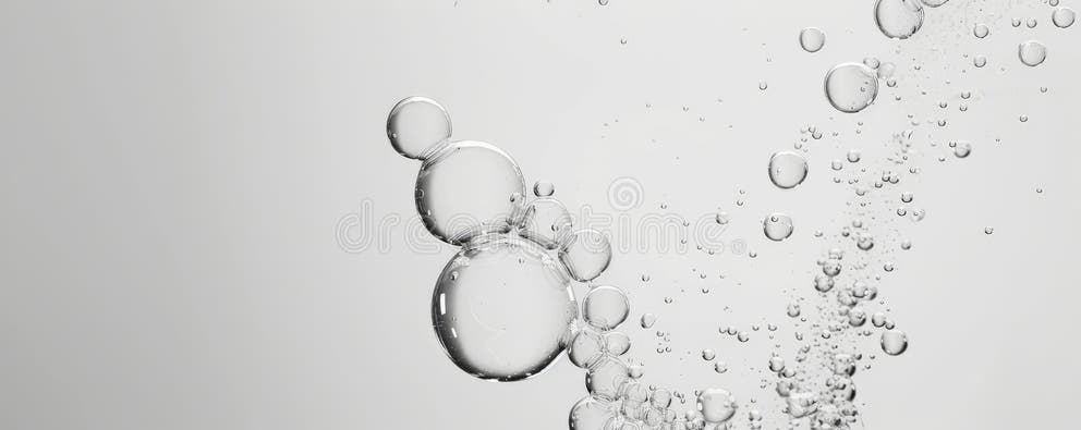 Transparent Bubbles Forming a Vertical Column on a Blank White ...