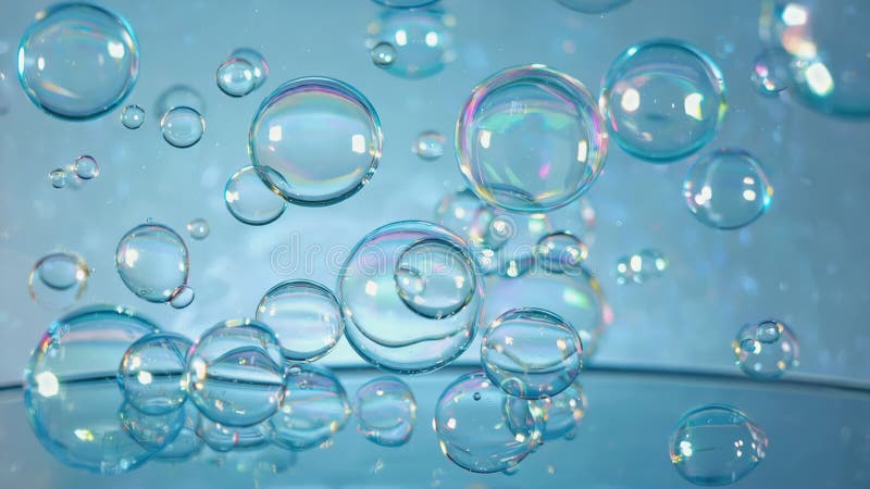 Serene Floating Bubbles Against Blue Background for Relaxation and ...