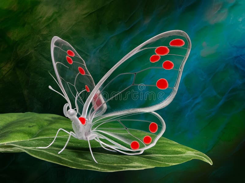 Transparent Butterfly with Red Spots Stock Illustration - Illustration ...