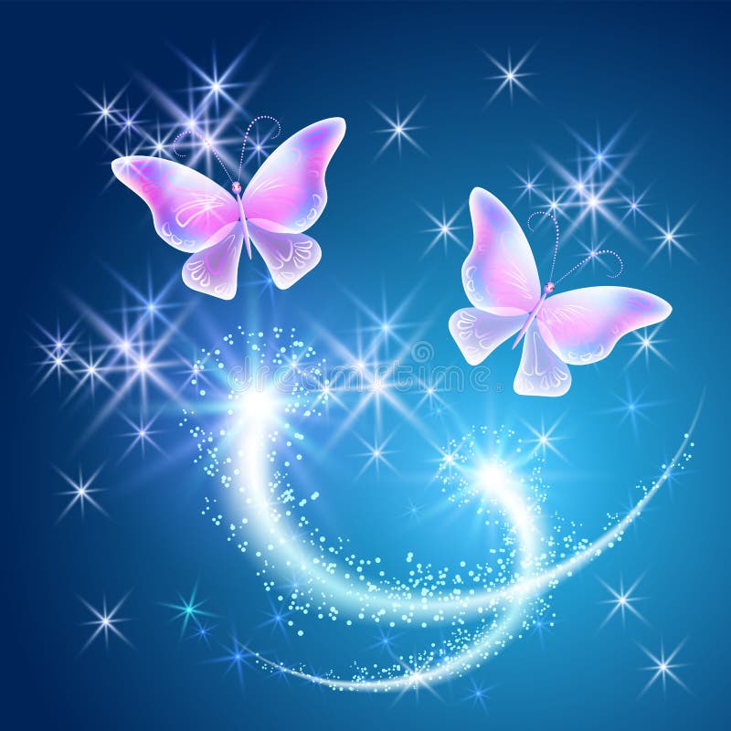 Transparent Butterfly with Stars Stock Vector - Illustration of neon ...