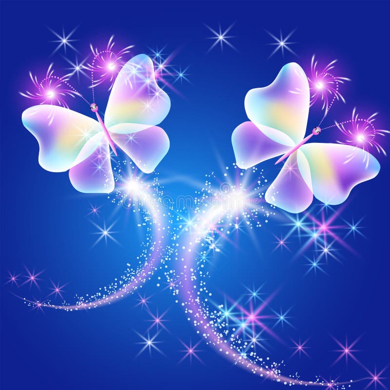 Transparent Butterfly with Stars Stock Vector - Illustration of glow ...