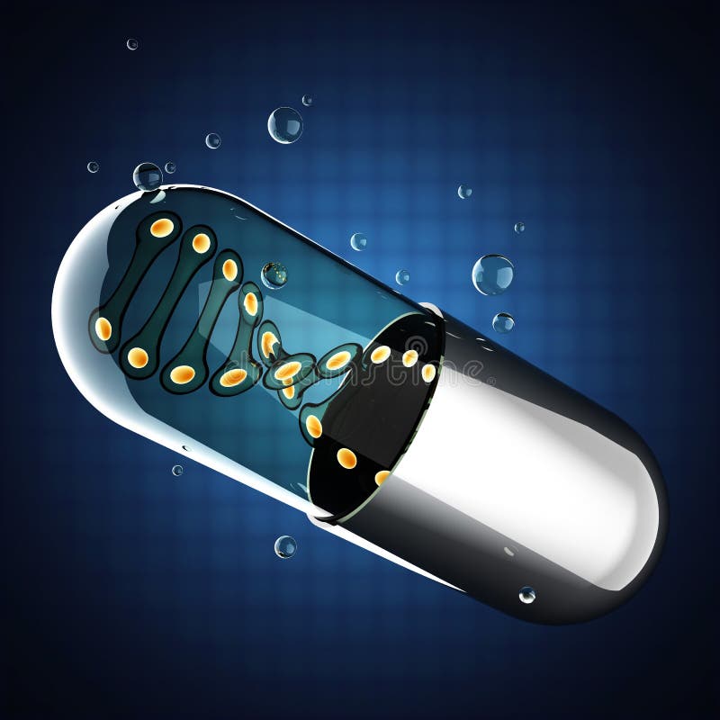 Transparent Capsule on Blue Background Stock Illustration ...