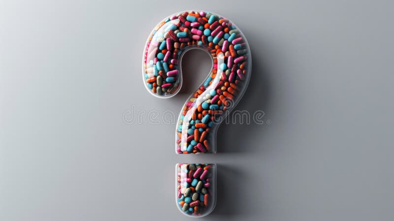 Transparent Capsule Containing a Large Red Question Mark, Highlighting ...