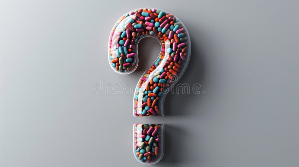 Transparent Capsule Containing a Large Red Question Mark, Highlighting ...