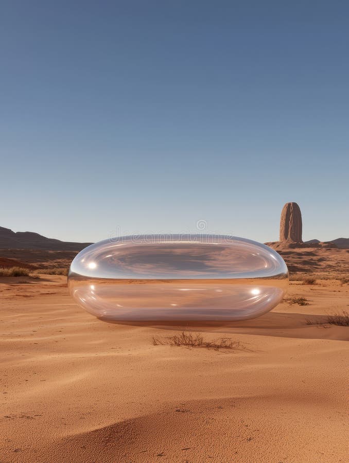 A Transparent Capsule in the Desert Landscape. Stock Illustration ...