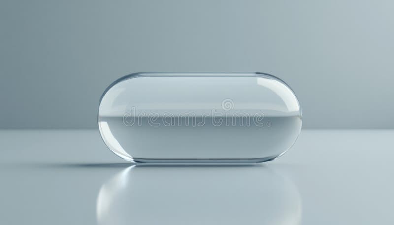 Transparent Capsule Filled with Clear Liquid Resting on a Smooth ...