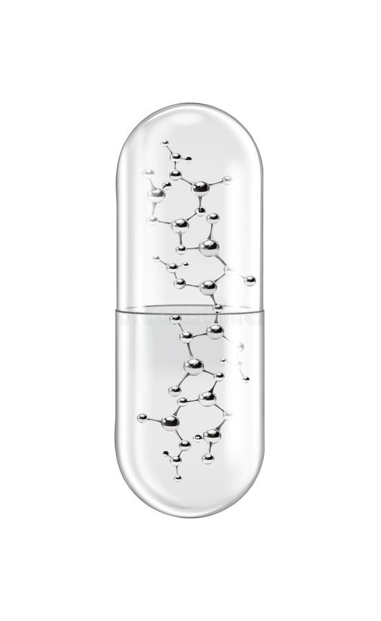 Transparent Capsule with Highlights and Molecule Inside. Stock ...