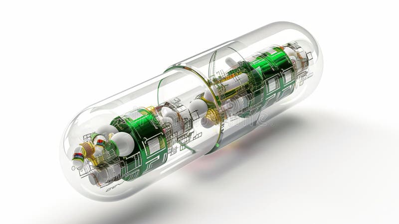 Transparent Capsule with Intricate Electronic Components Concept Stock ...