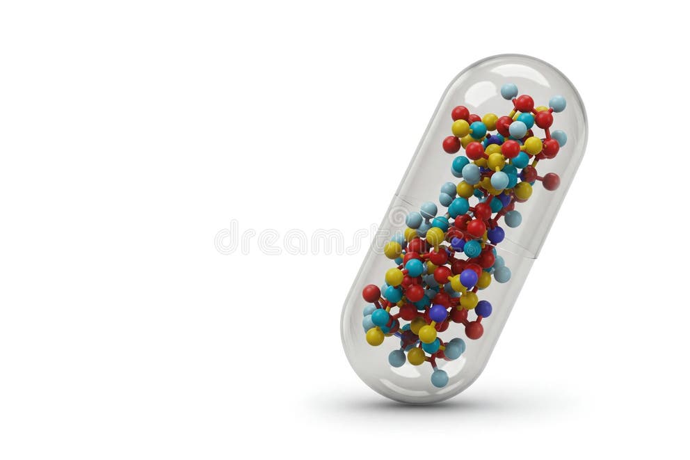 Transparent Capsule with Molecules Inside. Space for Text. Stock Photo ...