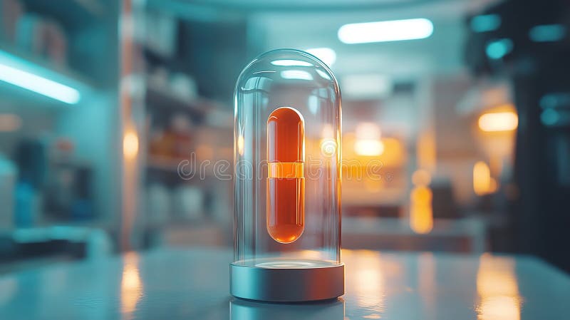 Transparent Capsule Under Glass Dome in Modern Laboratory Setting with ...