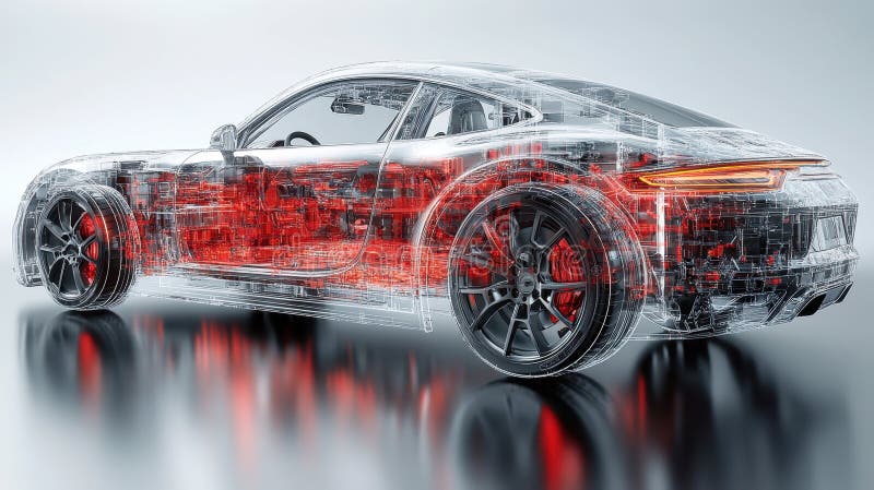 Transparent Car Design Showcasing Vehicle Engineering Details Composite ...