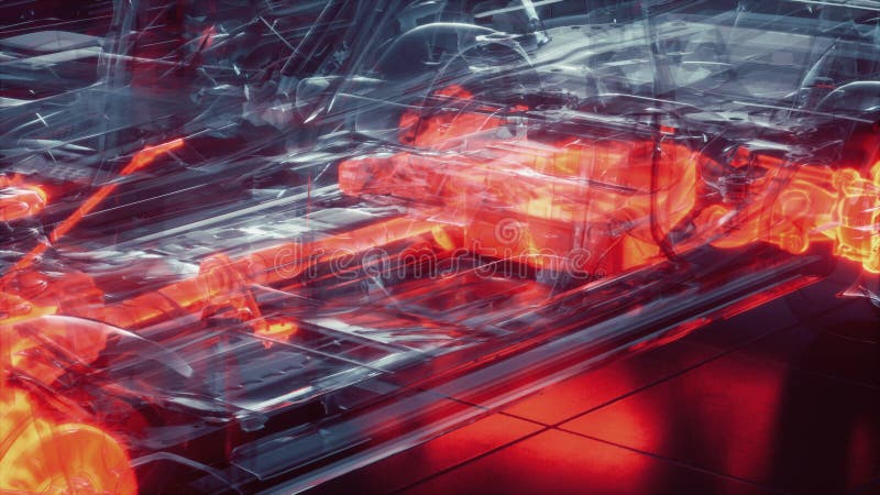 Transparent Car with Engine in Laboratory Stock Illustration ...