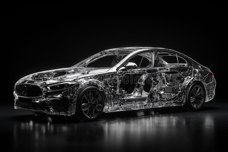 Transparent Car Showcase with Dramatic Lighting Stock Illustration ...