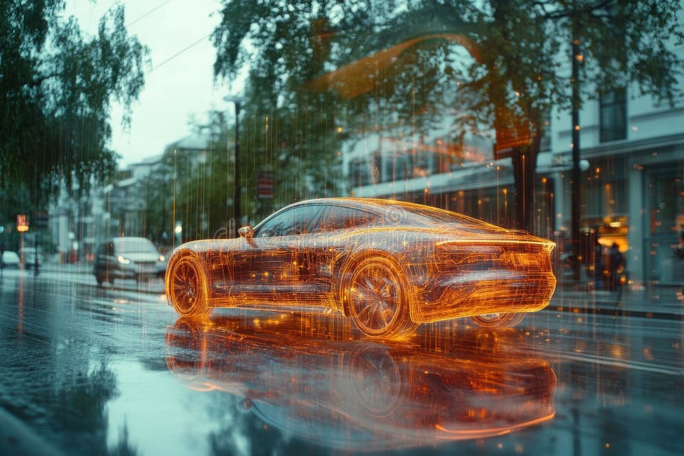 Transparent Car with Visible Internal Components and Integrated ...