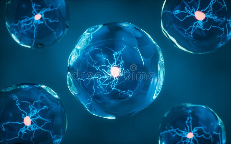 Transparent Cell with Glowing Nucleus Inside, 3d Rendering Stock ...
