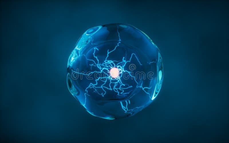 Transparent Cell with Glowing Nucleus Inside, 3d Rendering Stock ...