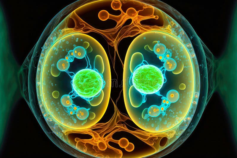 Transparent Cell with Two Nuclei in Process of Cell Division Stock ...