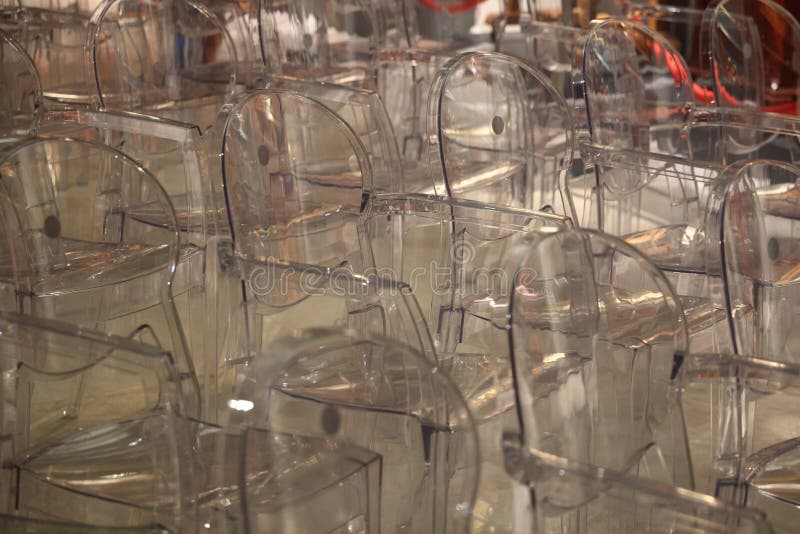 Transparent Chairs in an Empty Hall, 2 Stock Photo - Image of ...
