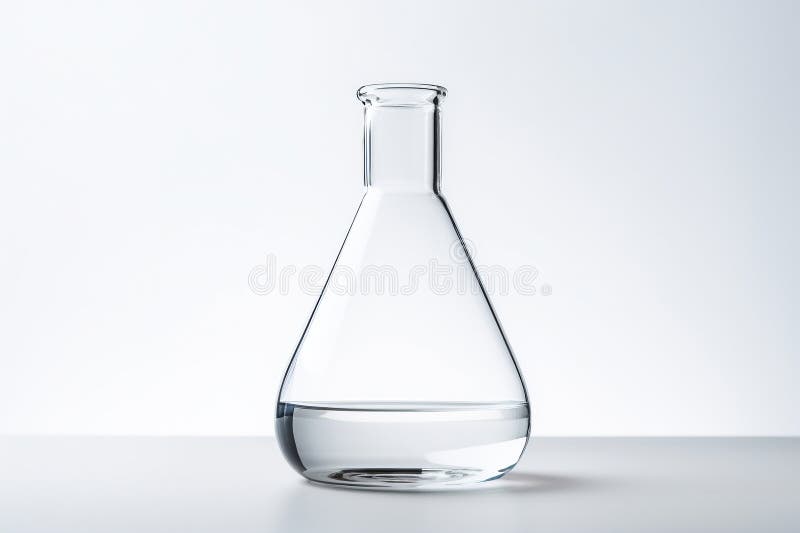Transparent Chemicals in Lab Flask on a White Table. Scientific ...
