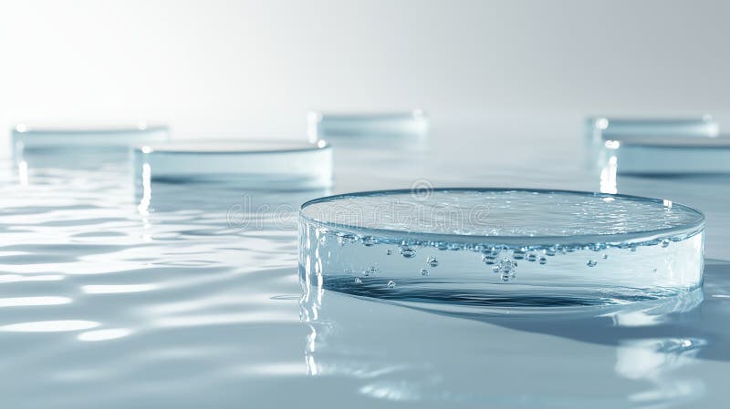 Transparent Circular Objects Floating on a Calm Water Surface with ...