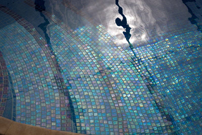 Transparent Clear Water in the Pool. Blue Mosaic Tiles, Water Texture ...