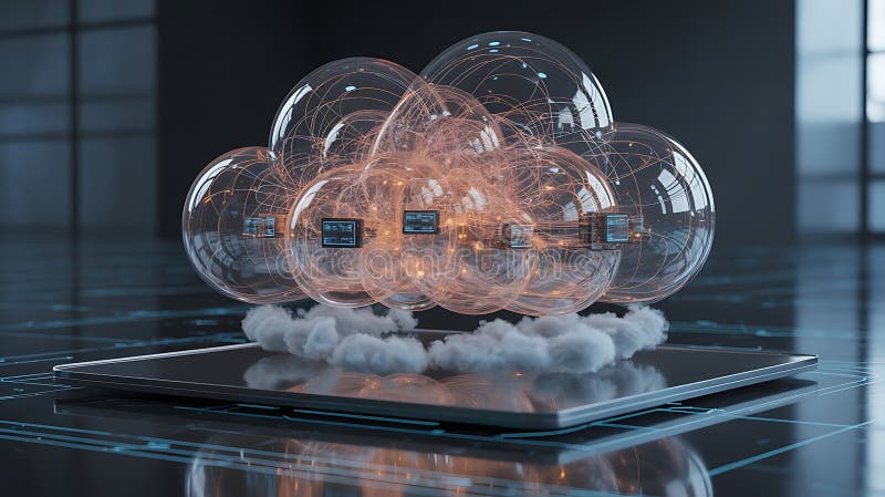 Transparent Cloud Network Data Spheres Cloud Computing Stock ...