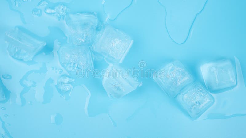 Transparent Cold Fresh Ice Cubes on Blue Background Stock Photo - Image ...