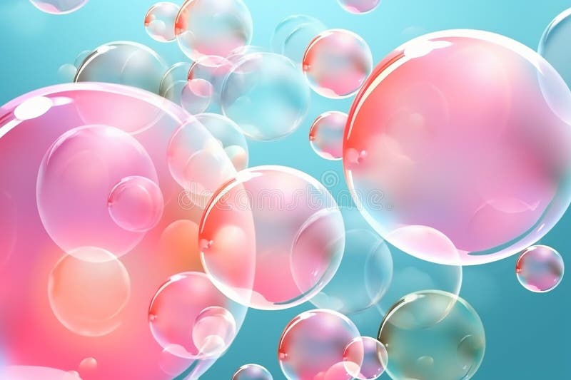 Transparent Colorful Bubbles with Blue and Pink Background Stock ...