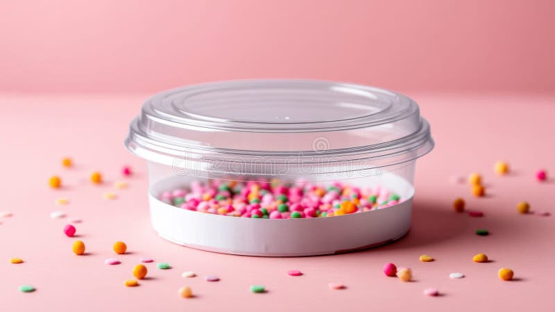 A Transparent Container Filled with Assorted Colorful Sprinkles on a ...